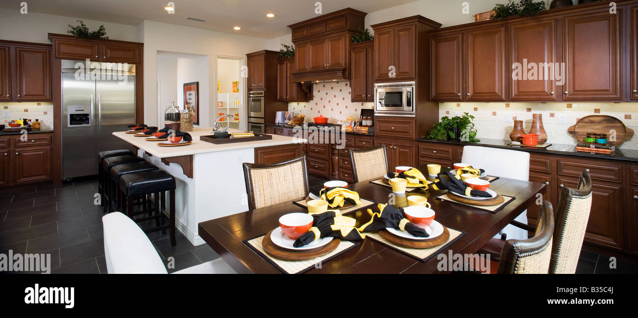 Interior of a contemporary dining room and kitchen Stock Photo - Alamy