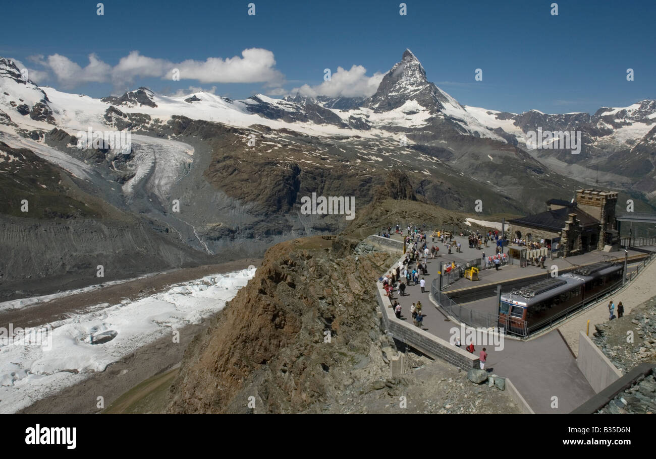View looking west across the Gorner glacier from the Gornergrat (3089m ...