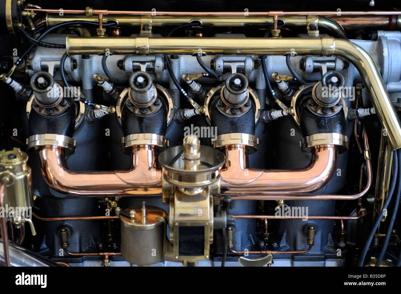 1910 Austro Daimler Prince Henry engine bay detail Stock Photo - Alamy