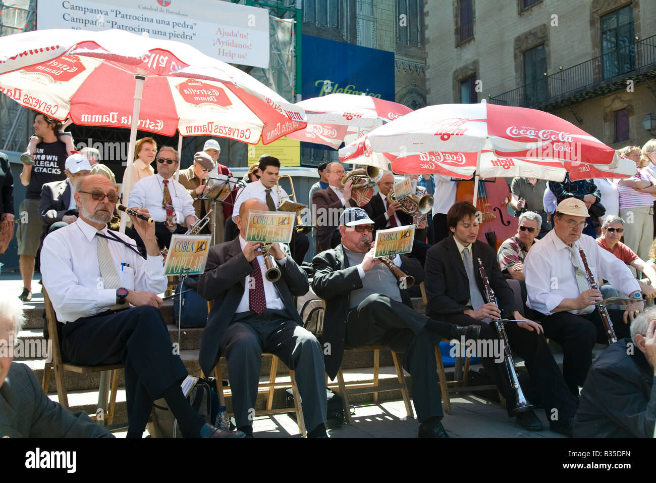 SPAIN Barcelona Fardana dance in Cathedral plaza traditional Catalan ...
