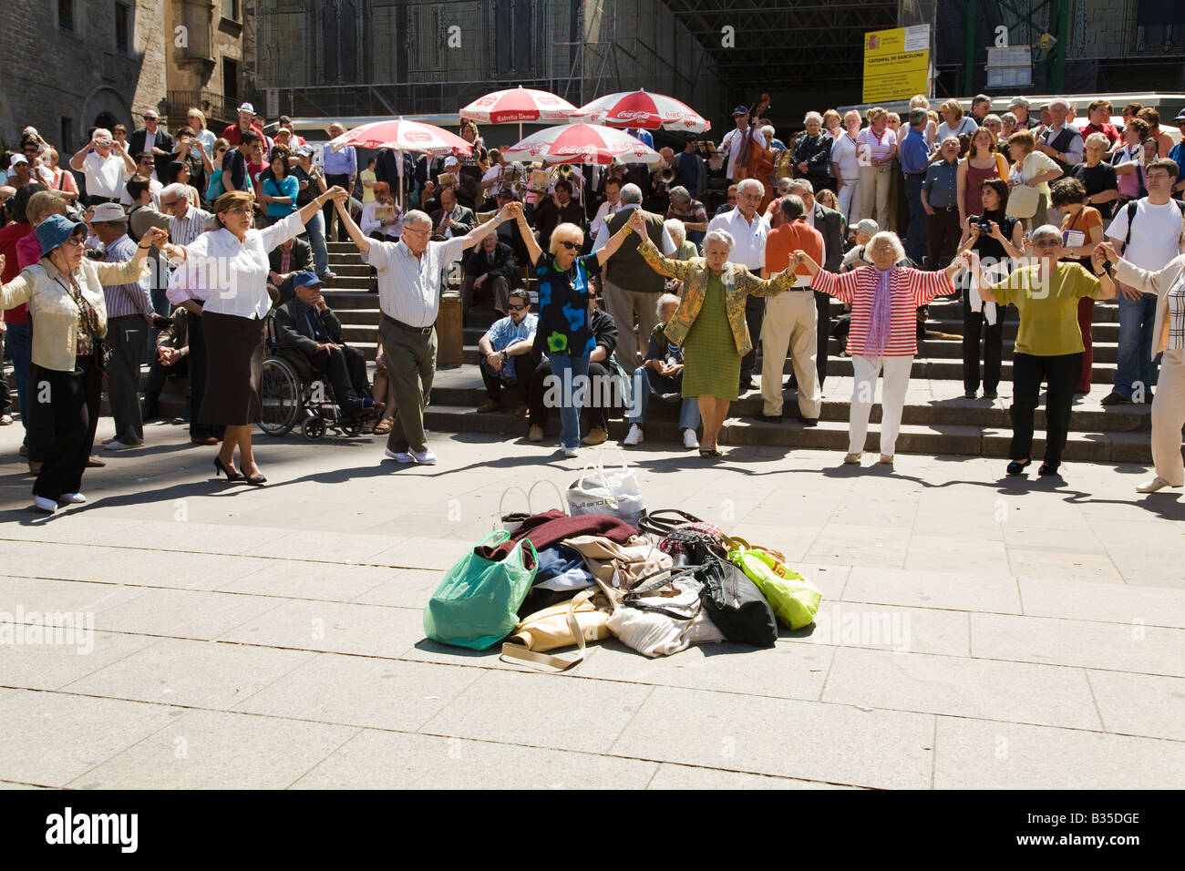 SPAIN Barcelona Sardana dance in Cathedral plaza traditional Catalan ...