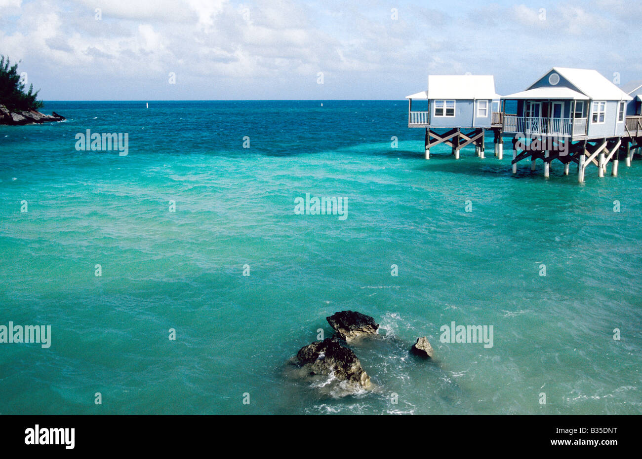 Over-water cabanas, Nine Beaches, Bermuda Stock Photo - Alamy