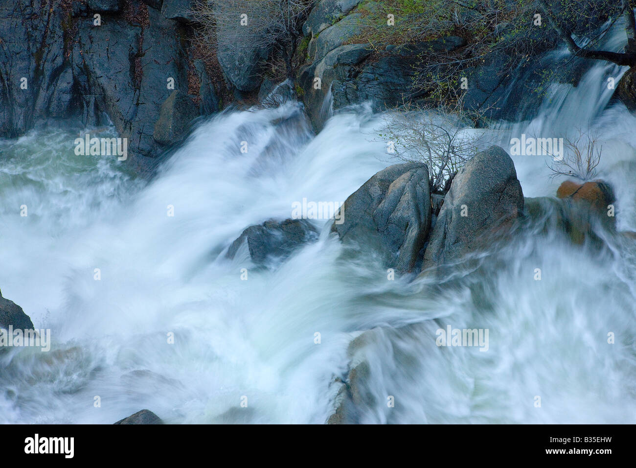 Heavy spring snow melt creates a torrent for Cascade Creek Yosemite ...