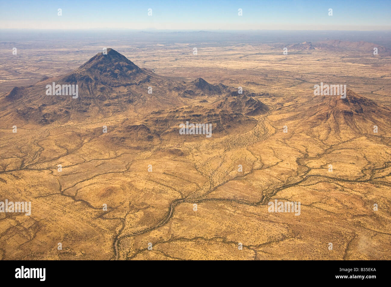 Aerial view of desert of north central Namibia Africa with small ...