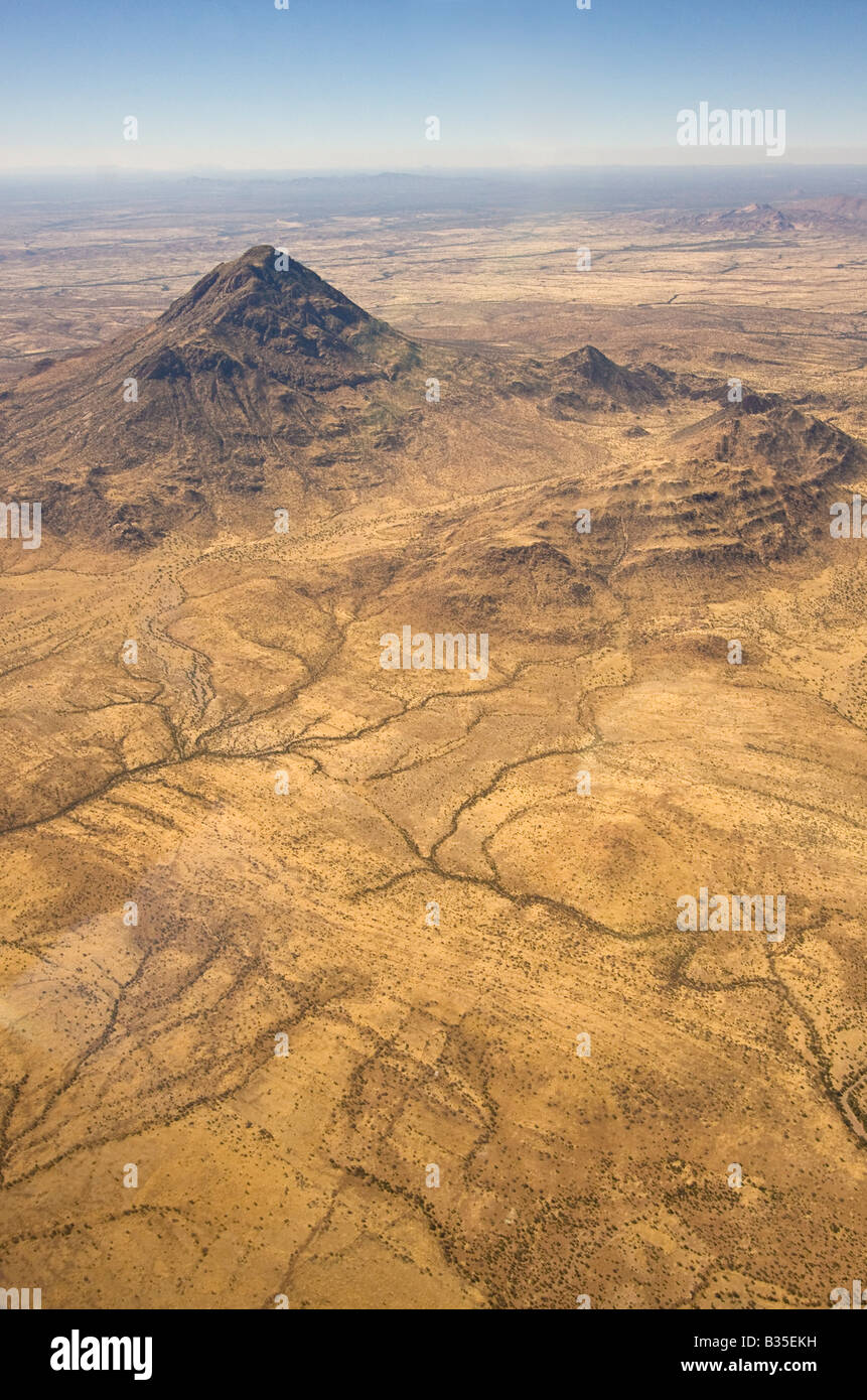 Aerial view of desert of north central Namibia Africa with Brandberg ...