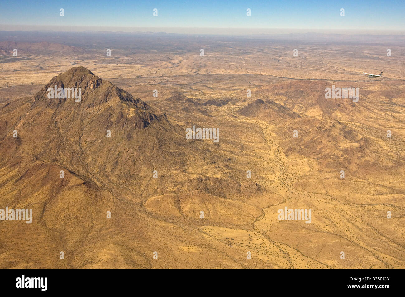 Aerial view of desert of north central Namibia Africa with small ...