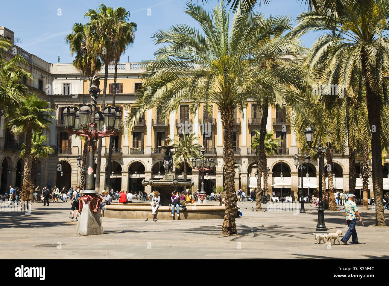 SPAIN Barcelona Lamppost designed by Antoni Gaudi palm trees and ...