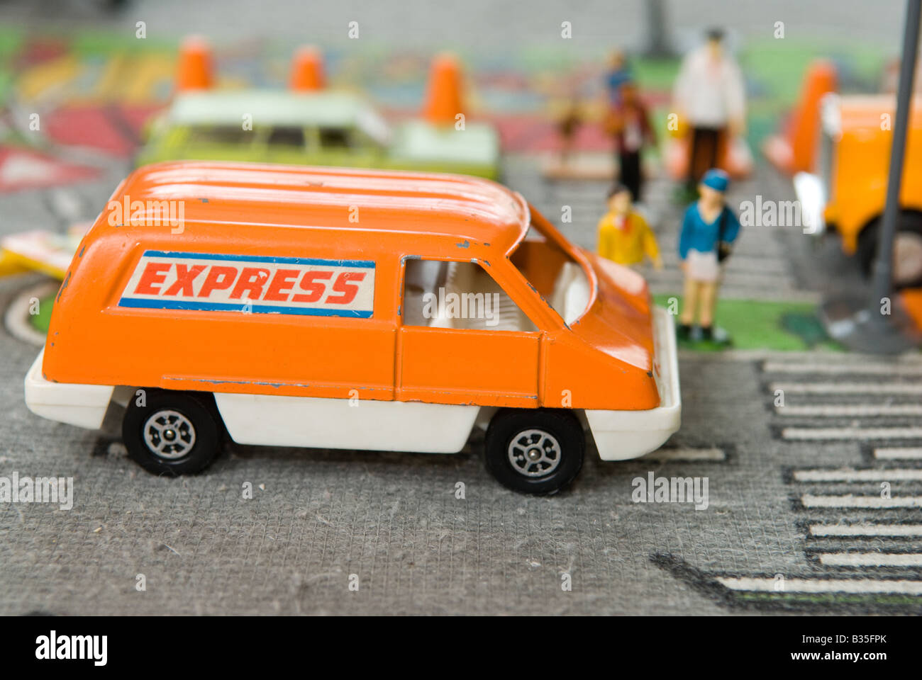 Express delivery van diving through city streets Stock Photo - Alamy