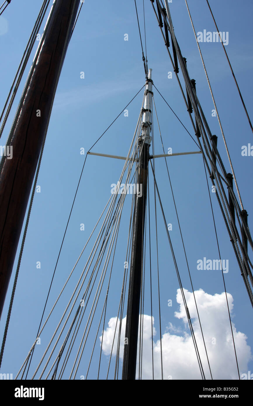The two masts and rope rigging of the Red Witch ship at the Maritime ...