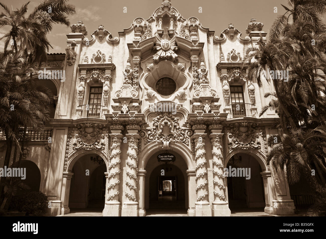 Stone architecture Balboa Park, San Diego, California, USA Stock Photo ...