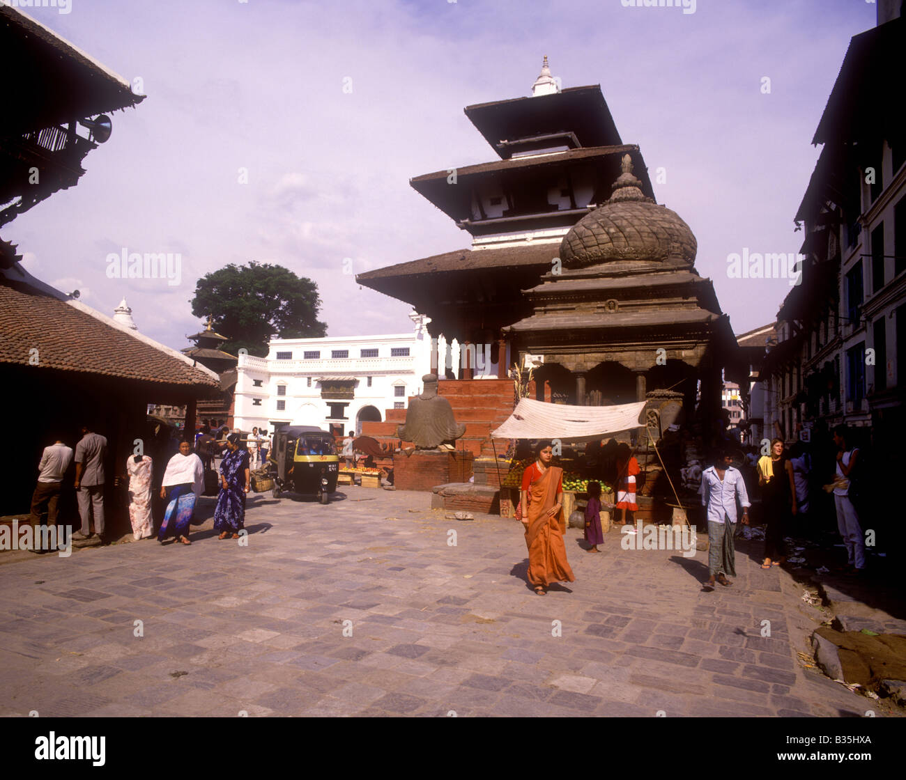 Nepal - Three tiered temple in the Old City of Kathmandu Stock Photo ...