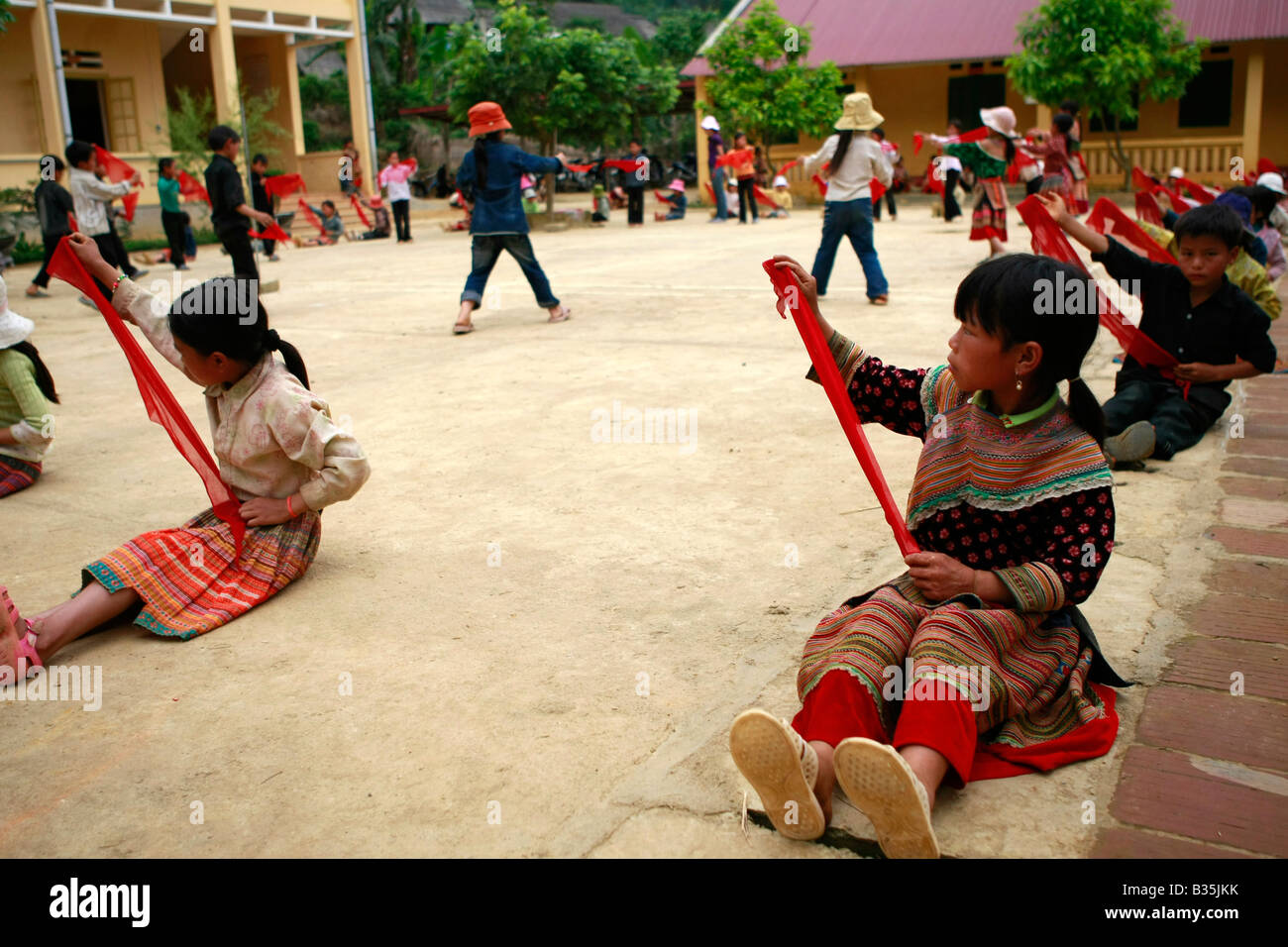 Flower Hmong children at a village school near Bac Ha, north eastern ...