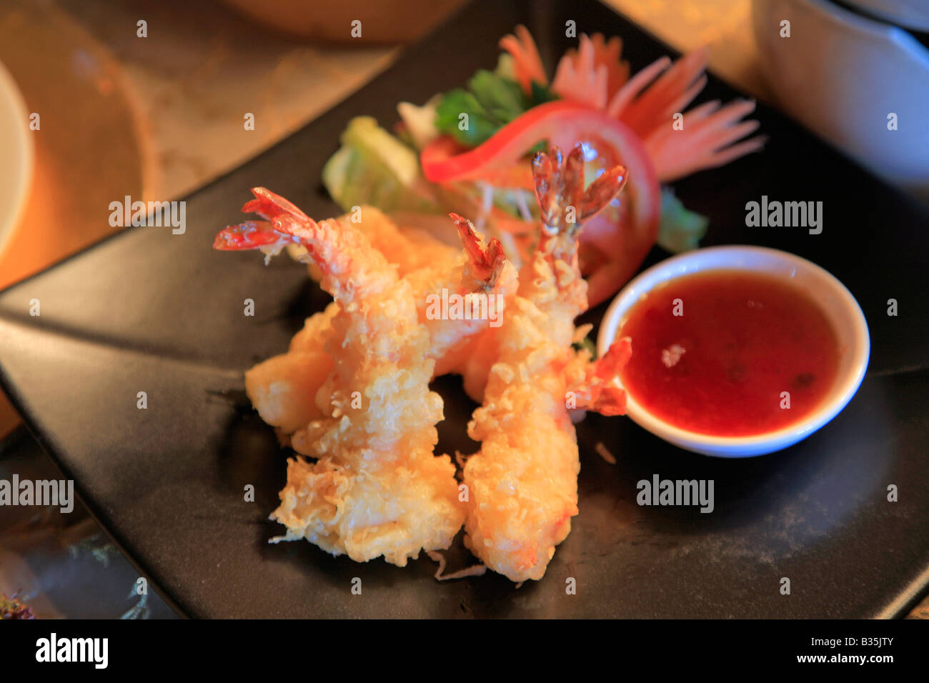 Deep Fried King Prawns Thai Food in a restaurant setting Stock Photo ...