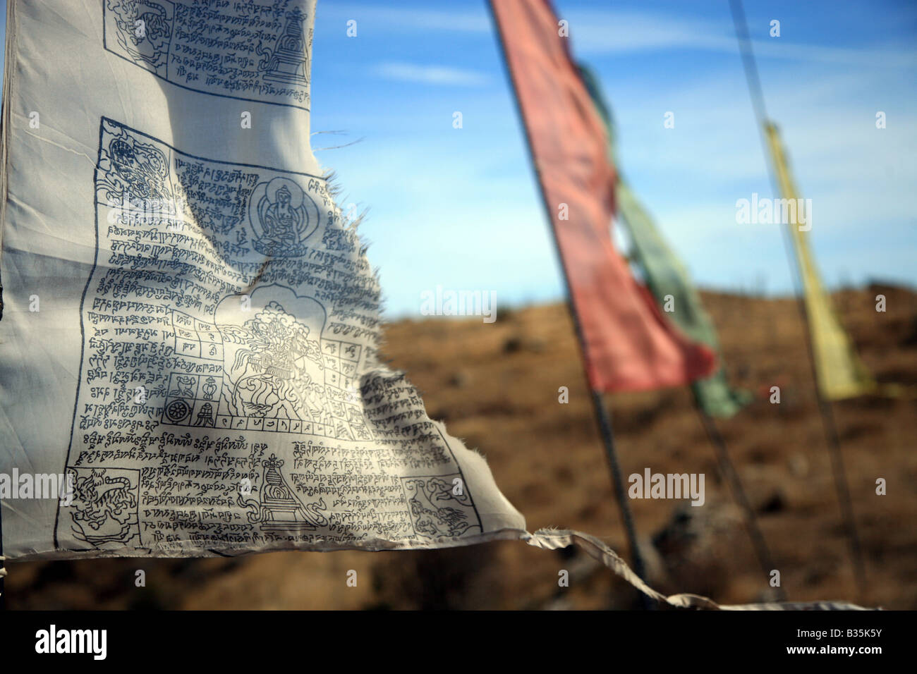 Buddhist prayer flags Stock Photo - Alamy