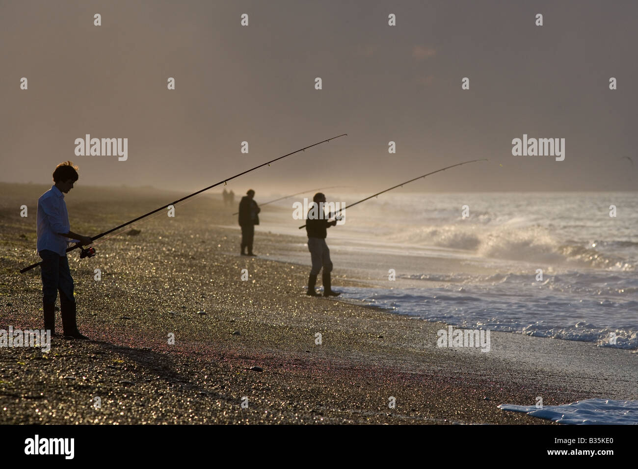 Sea Fishing from Cley Beach north Norfolk August Stock Photo - Alamy