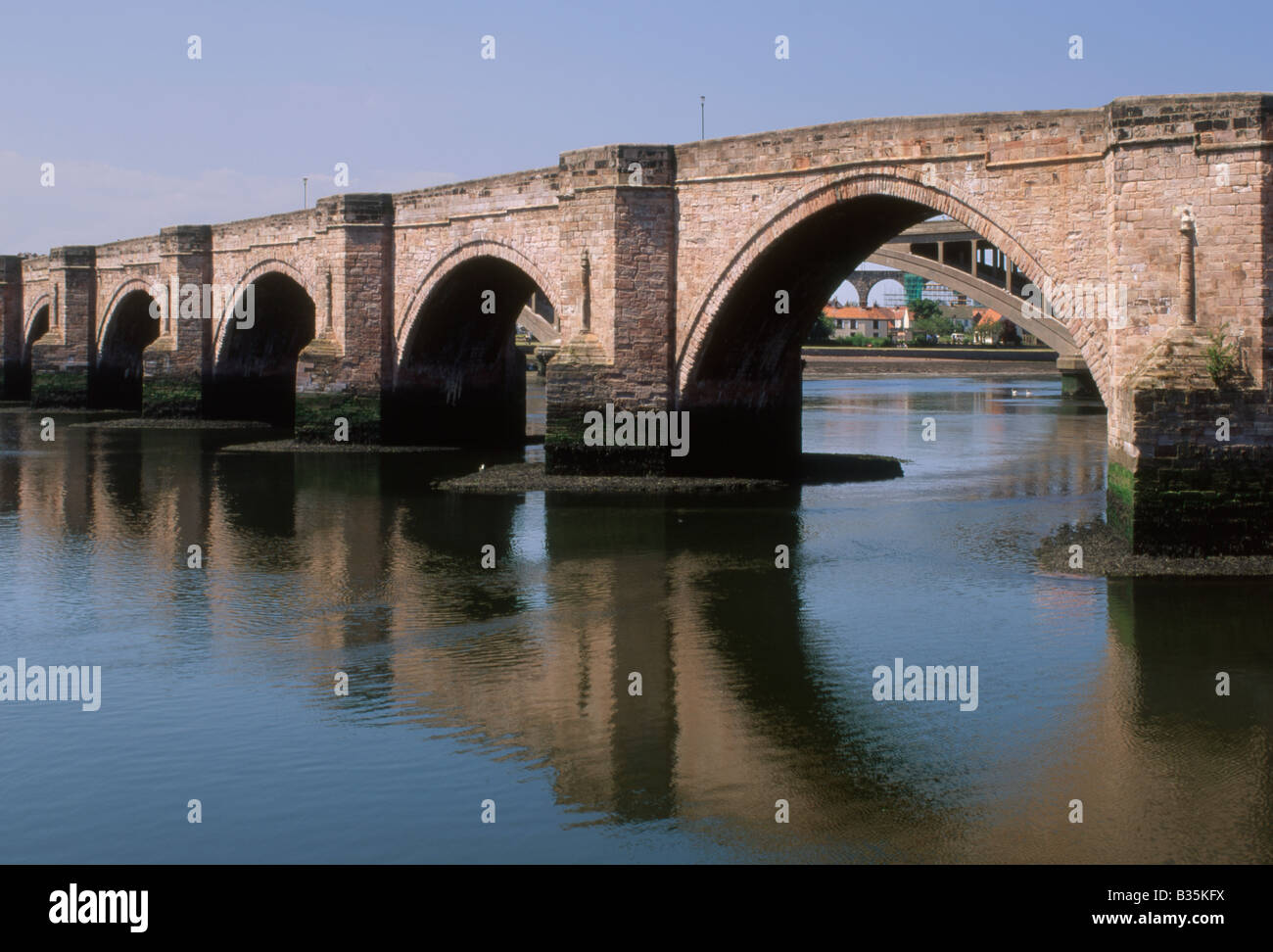 England Berwick-on-Tweed Old road bridge Stock Photo - Alamy