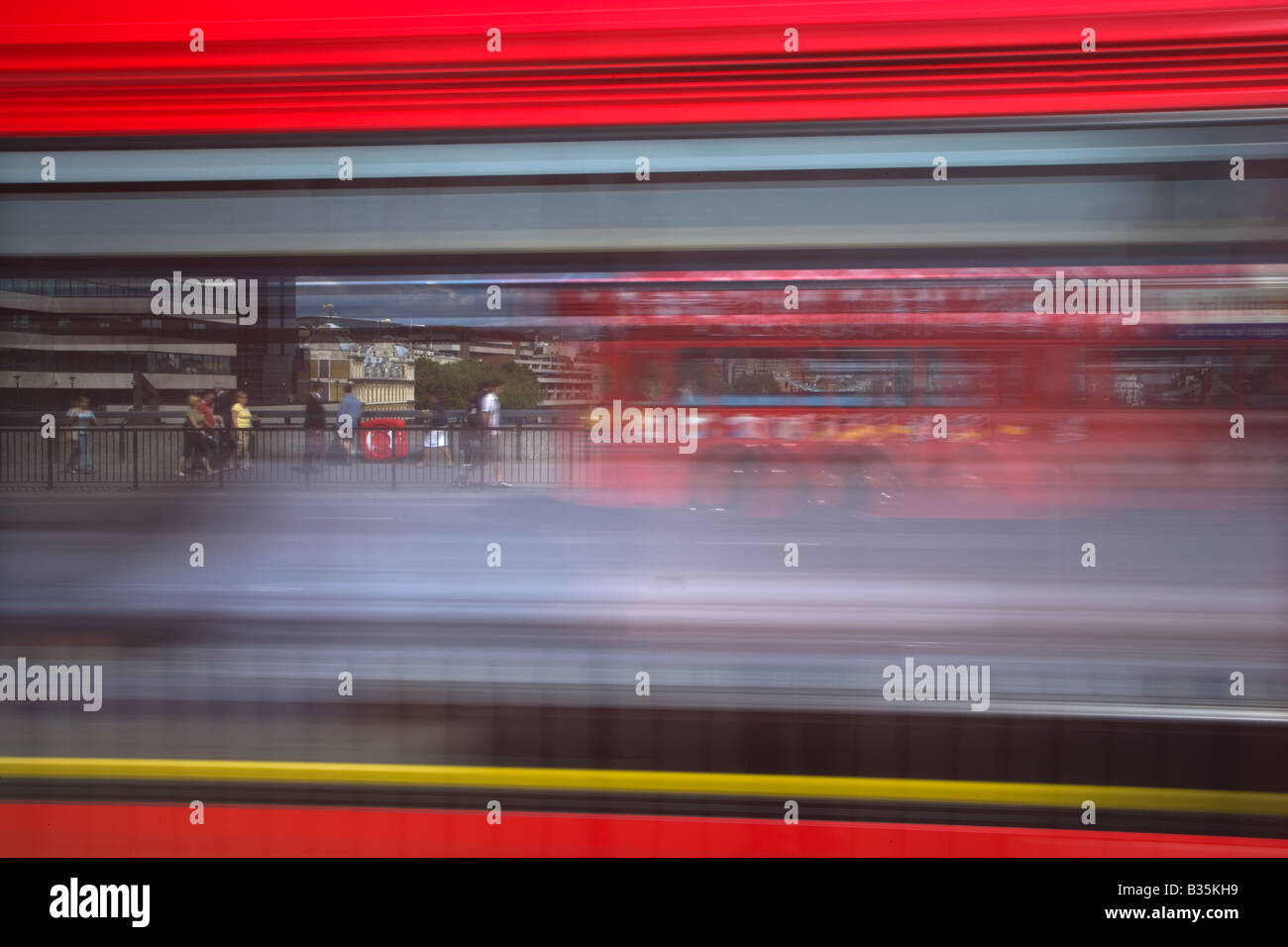 Moving Buses on London Bridge Summer Stock Photo - Alamy