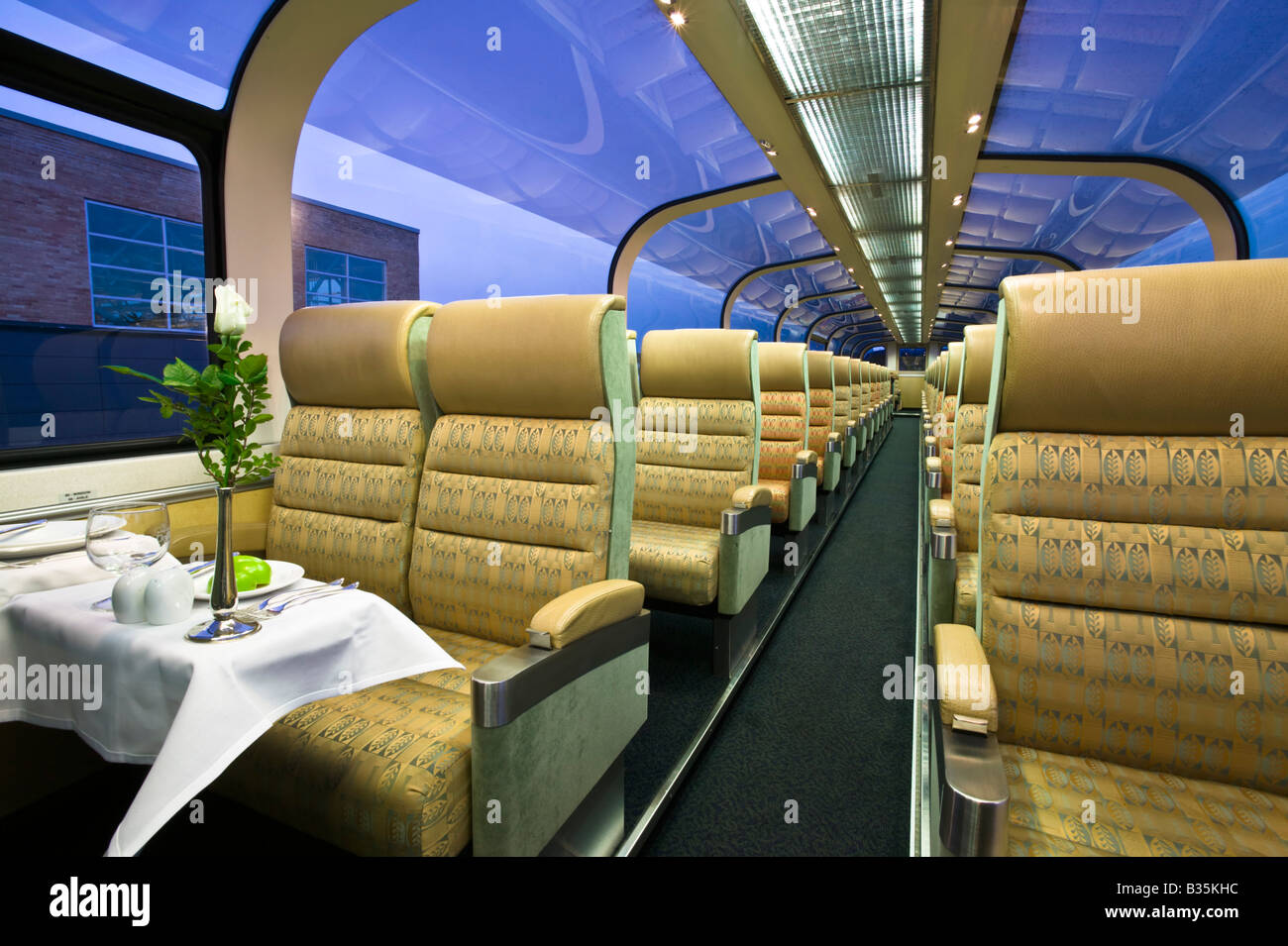 Rocky Mountaineer Train observation car Stock Photo - Alamy