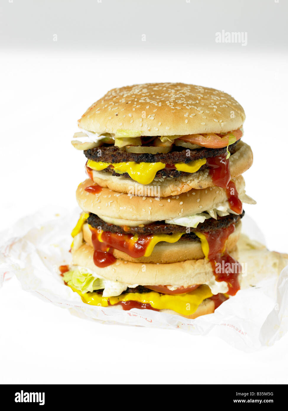 Stack of Beefburgers Stock Photo - Alamy
