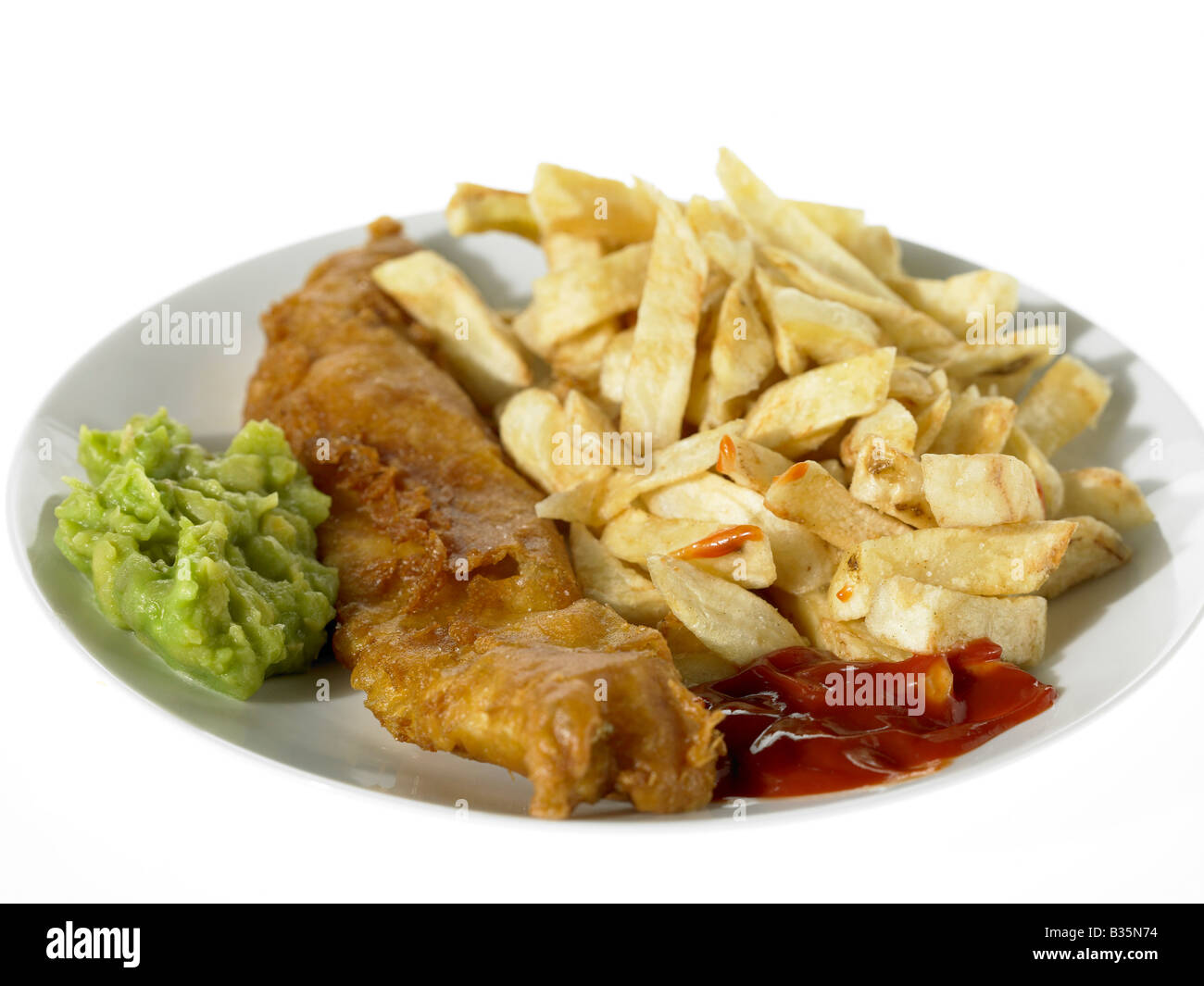 Fish and Chips with Mushy Peas Stock Photo - Alamy