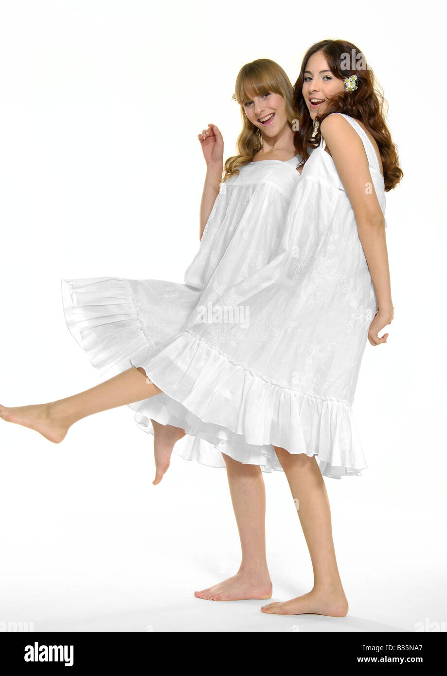Portrait of two young women dancing together Stock Photo - Alamy