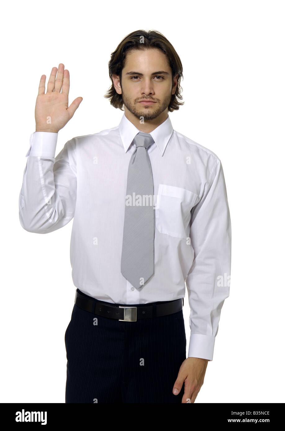 Portrait of a businessman gesturing Stock Photo - Alamy