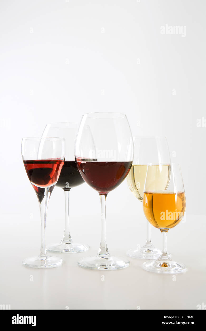 Assorted wines in glasses Stock Photo - Alamy