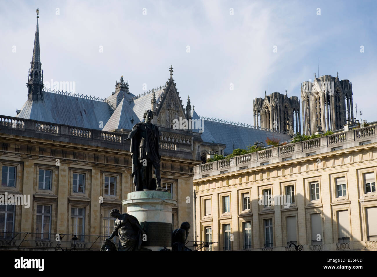 the Place Royal and cathedral Reims France Stock Photo - Alamy