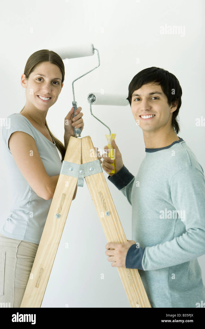 Two ladders standing hi-res stock photography and images - Alamy