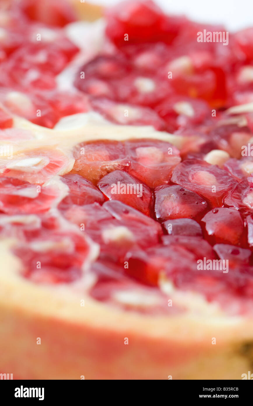 Pomegranate cross section, extreme close-up Stock Photo - Alamy
