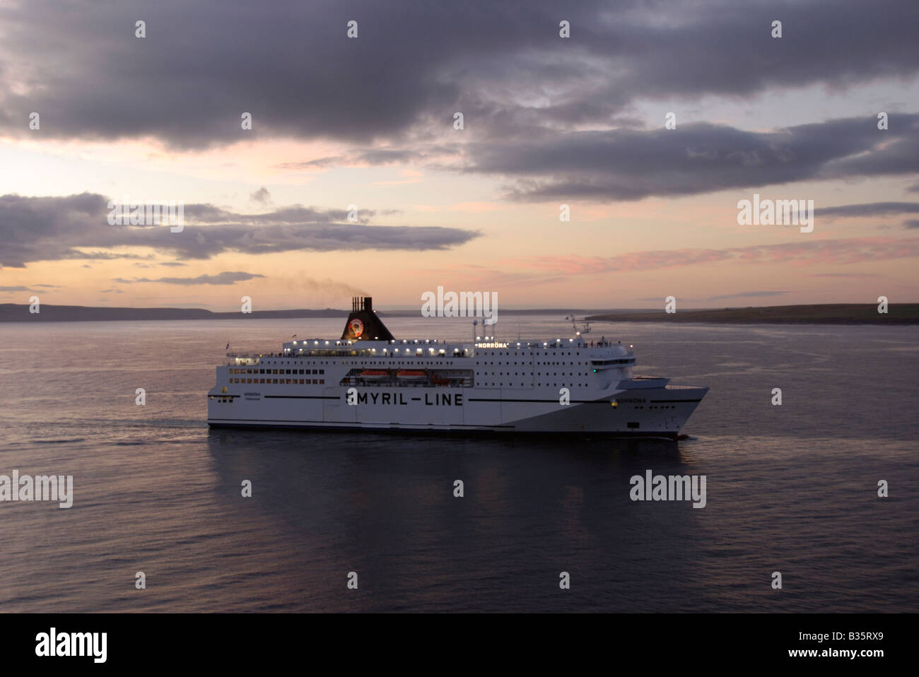 MS Norrona ferry at dawn Scrabster Stock Photo - Alamy