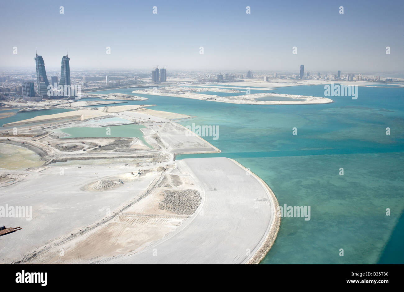 Aerial photo reclaimed land in Manama Bahrain with the Financial ...