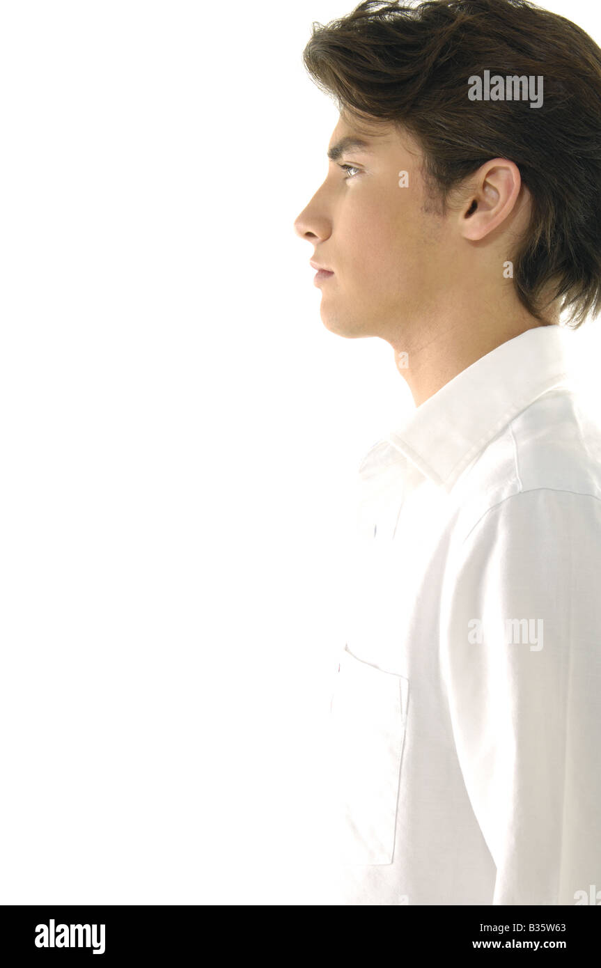 Side profile of a young man thinking Stock Photo - Alamy