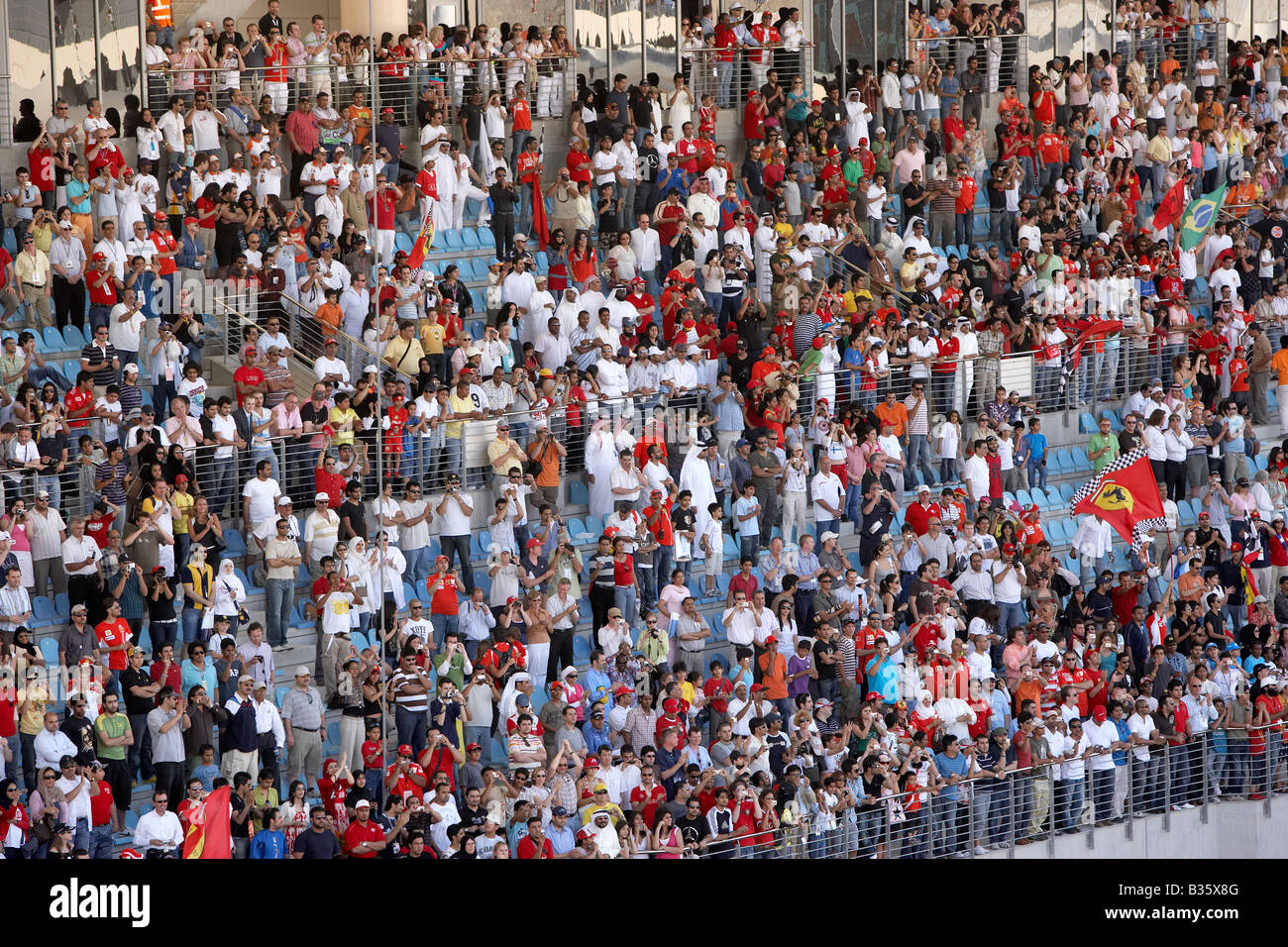 Racing fans fill the main grandstand at the 2007 Bahrain F1 Formula 1 ...