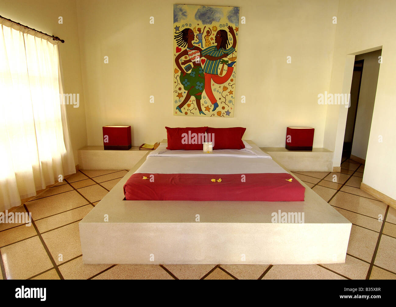 Marble bed in a bed room Stock Photo - Alamy