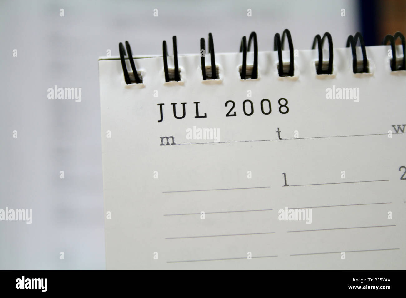 Special white desk top corporate calendar showing July 2008 ...