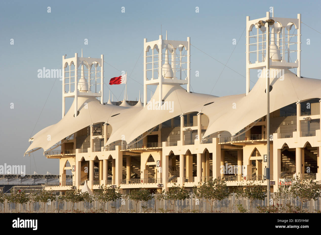 The back of the main Grandstand at BIC Bahrain International Circuit ...