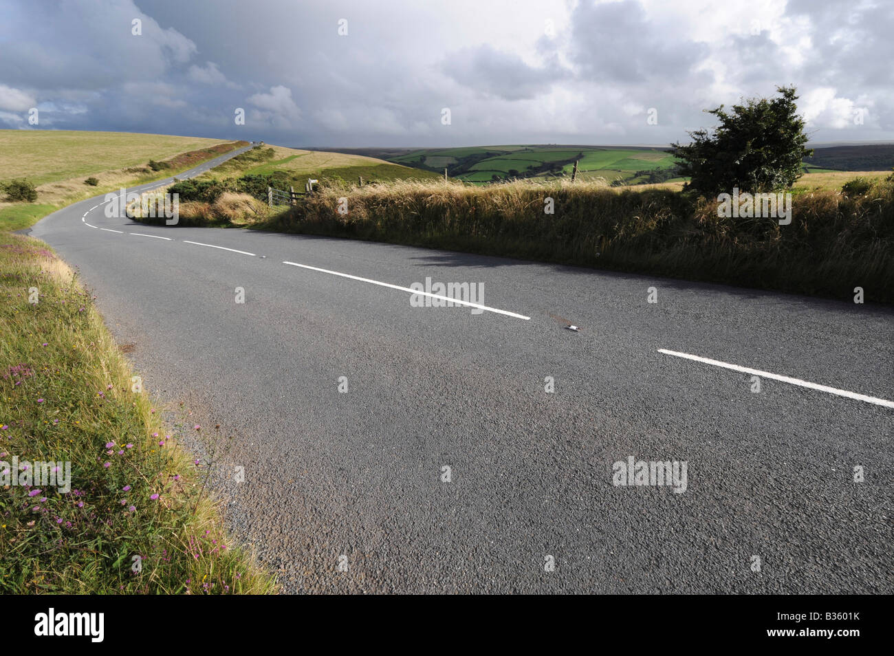 An open road on Exmoor between Porlock and Lynton, UK Stock Photo - Alamy
