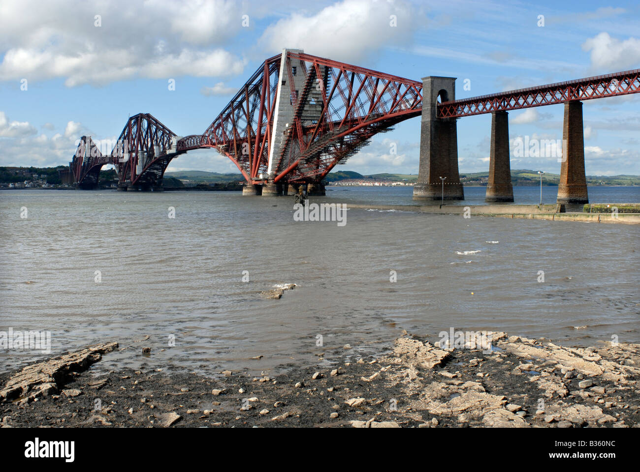 The Forth Rail Bridge Viewed From South Queensferry, Scotland Stock ...
