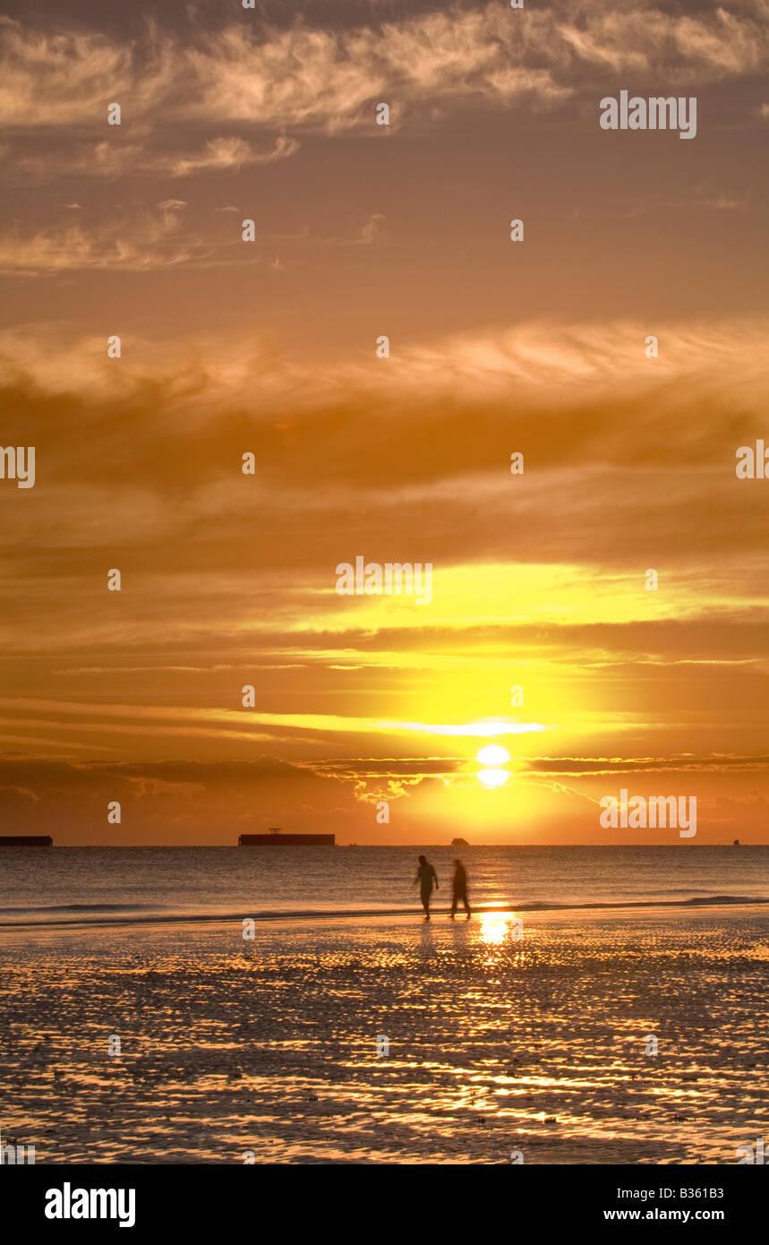 Arromanches beach sunrise Stock Photo - Alamy