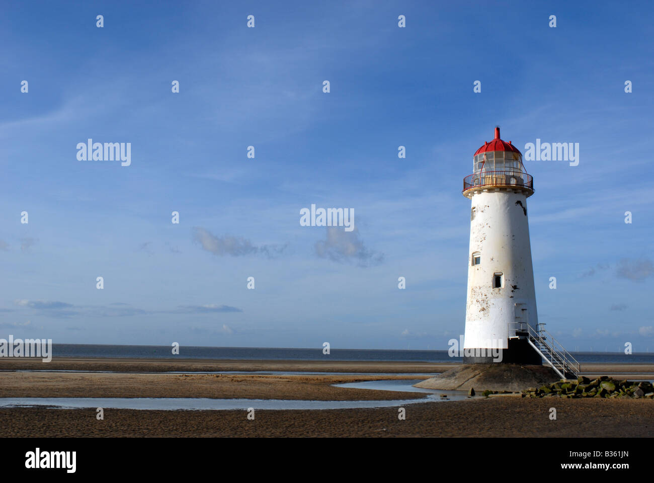 Talacre Beach lighthouse at dusk Stock Photo - Alamy
