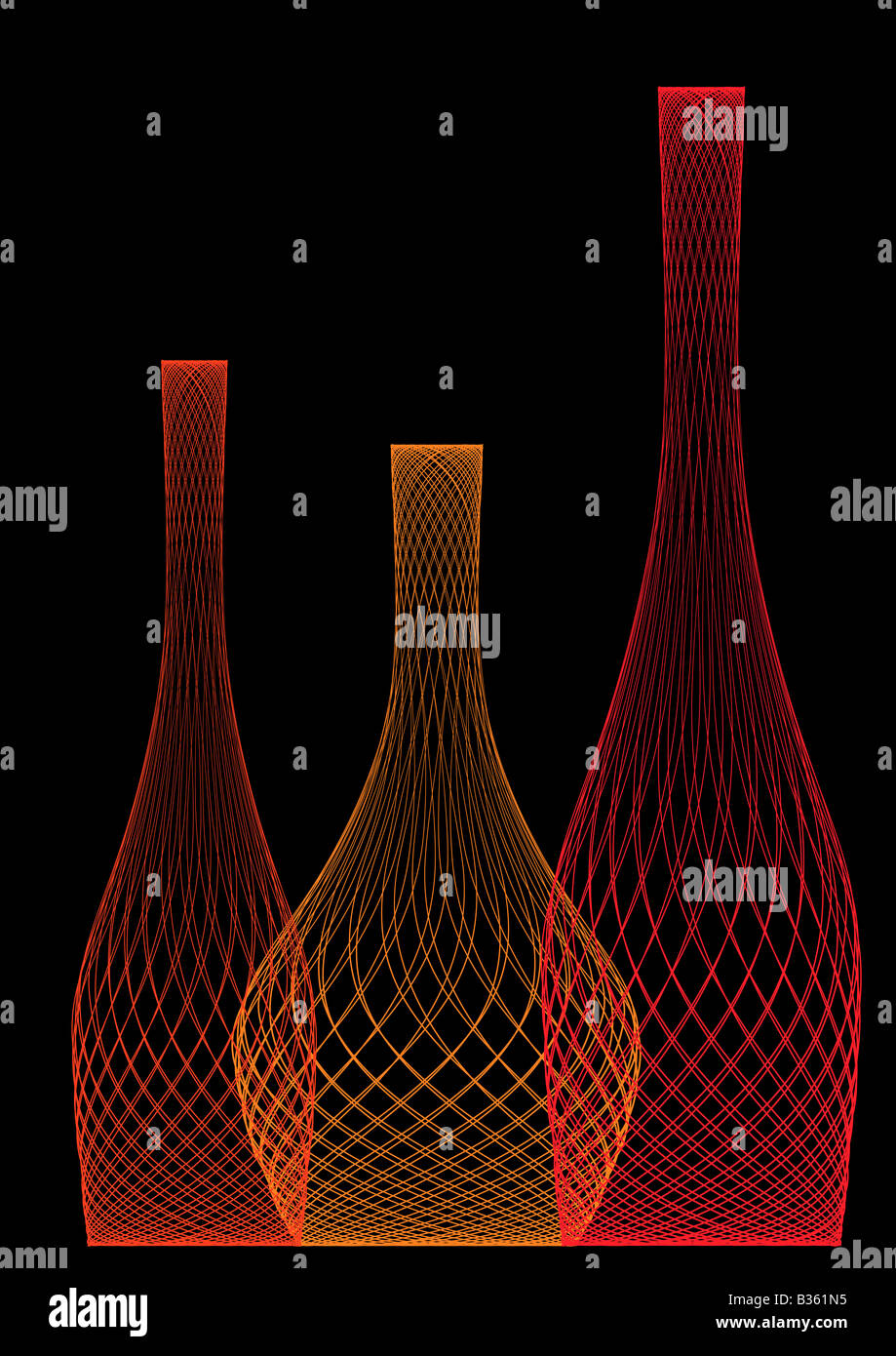 Three red bottles on a black background. Bar rack Stock Photo - Alamy