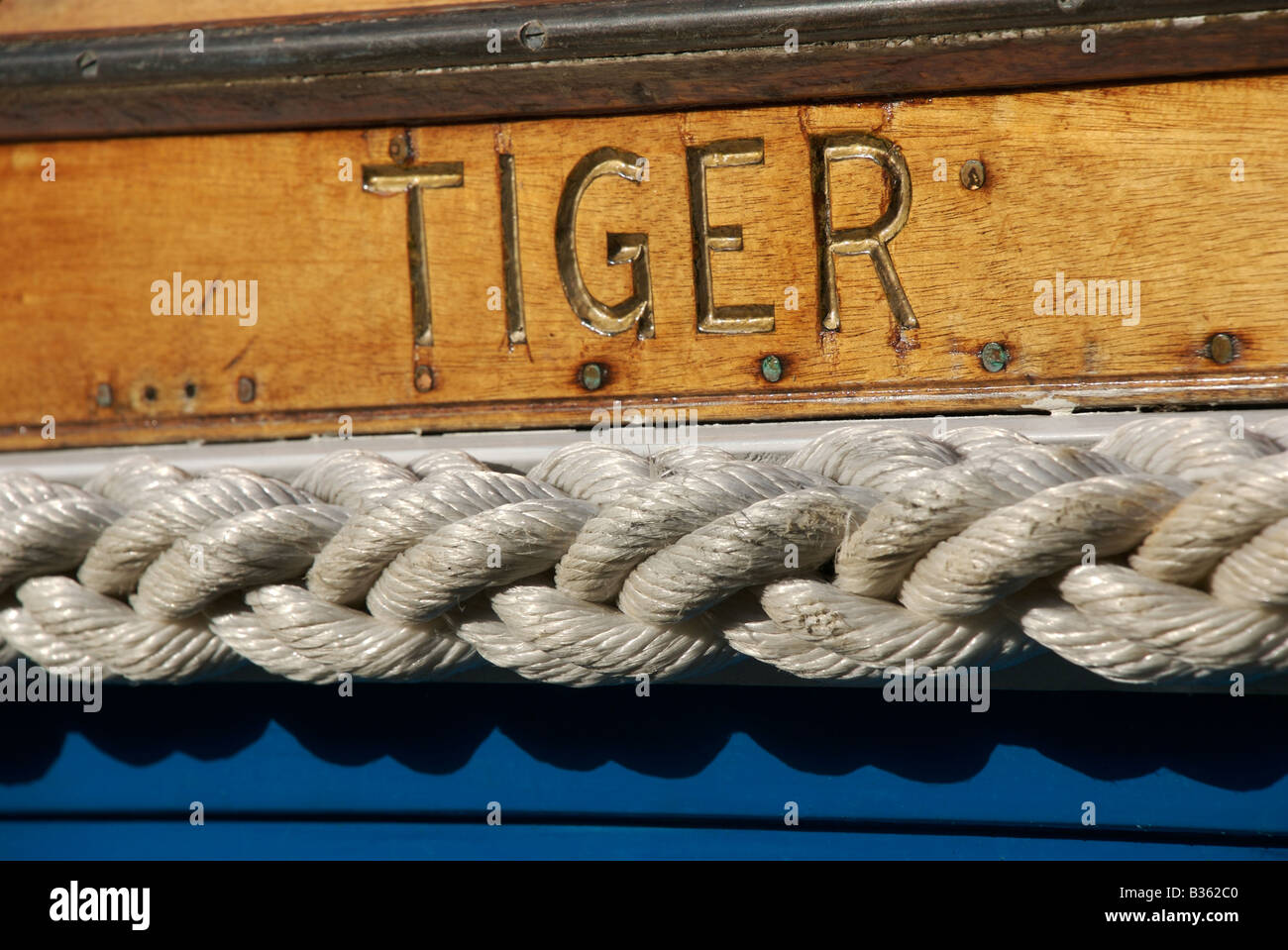 Tiger name on boat, Salcombe, Devon, UK Stock Photo - Alamy