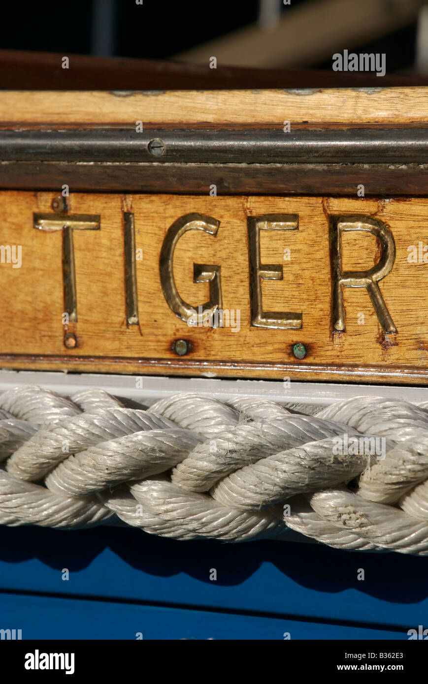 Tiger name on boat, Salcombe, Devon, UK Stock Photo - Alamy