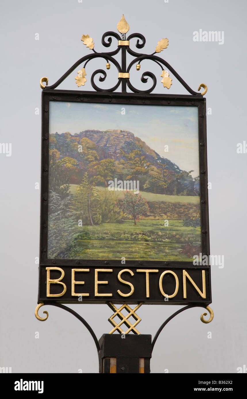 Beeston Cheshire England UK April Sign of this historic village Stock ...
