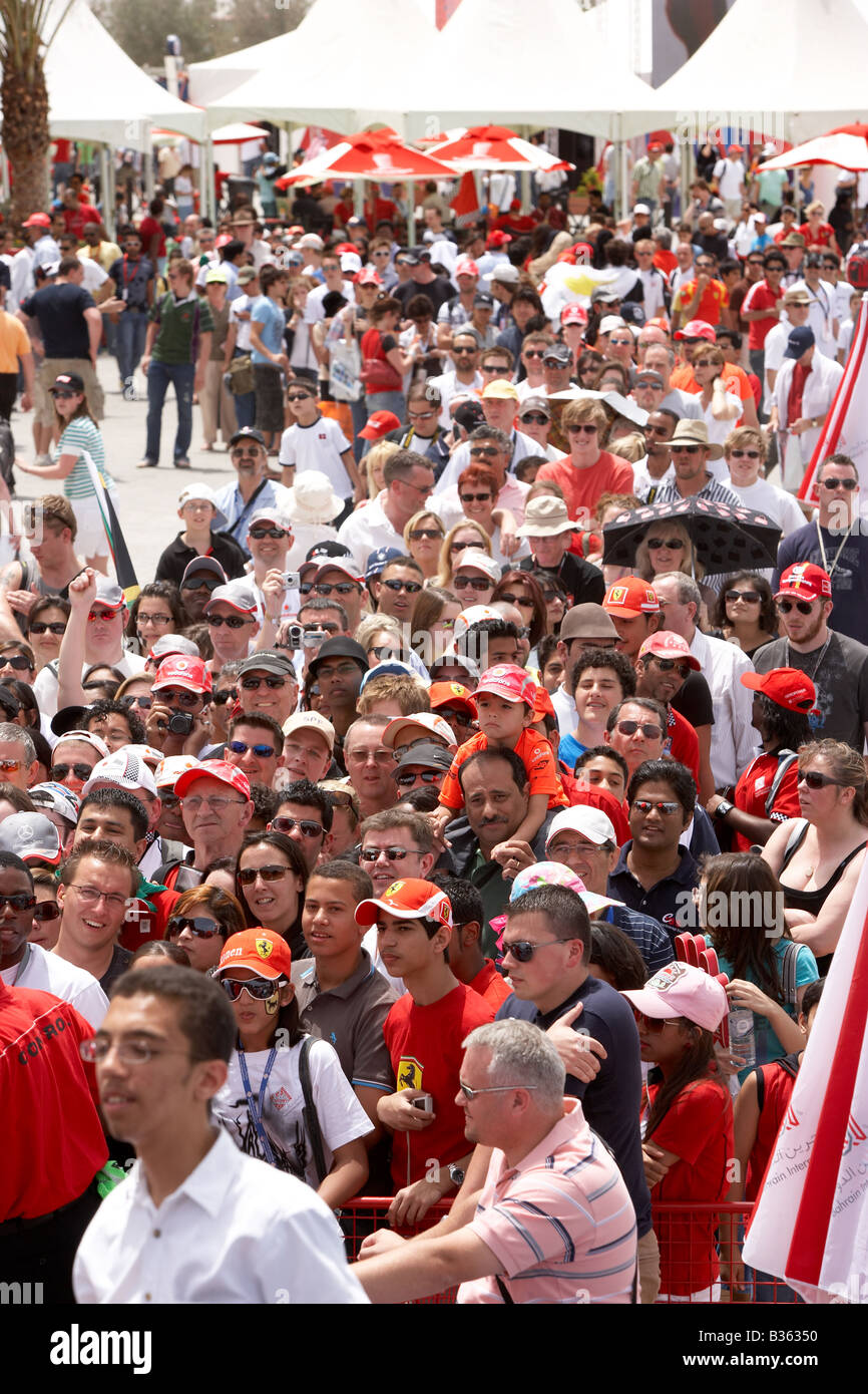 The crowd queues / queuing for driver autographs in the vending area at ...