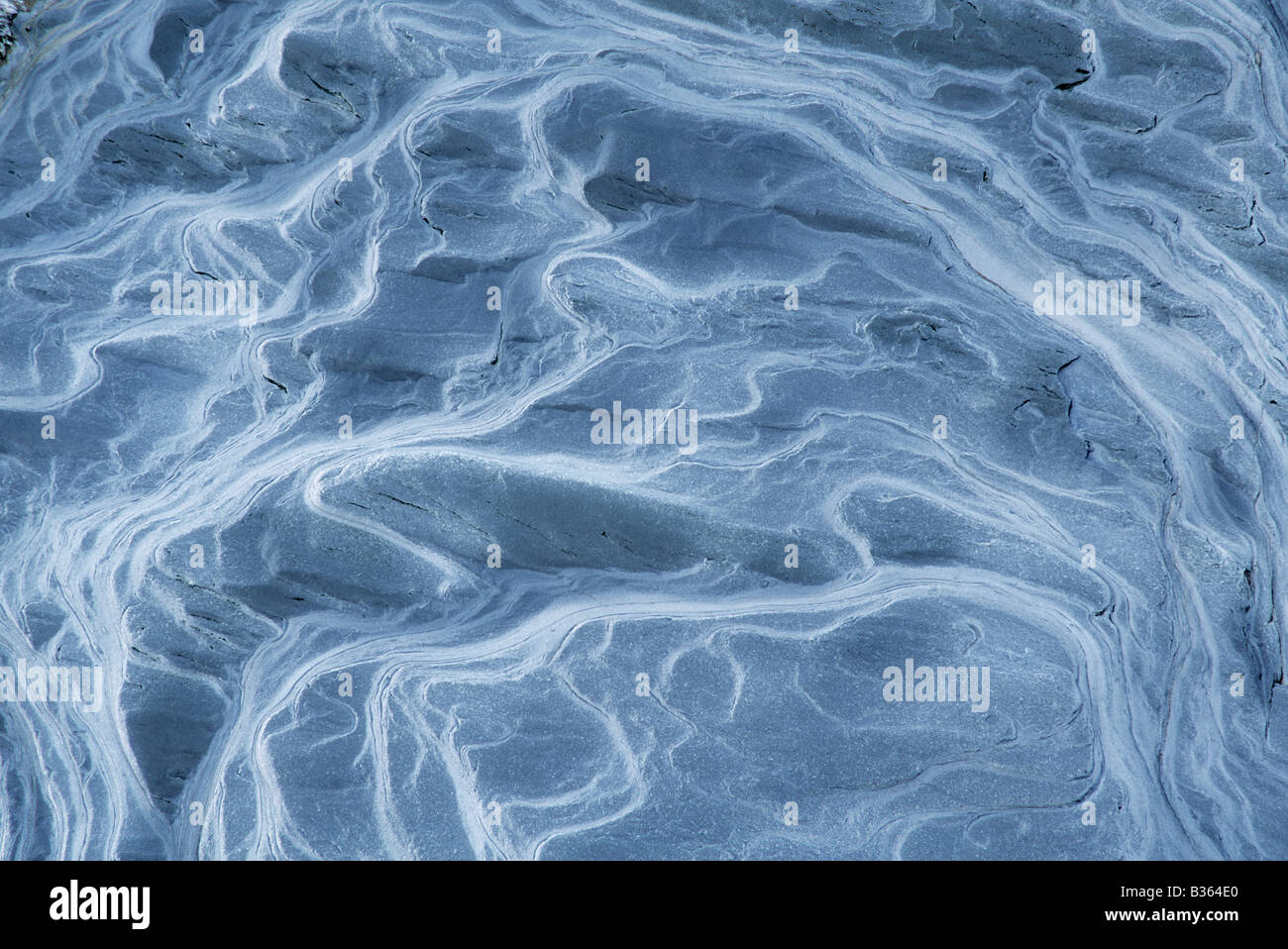 Close up showing detail within the pale blue argillaceous slate rock ...