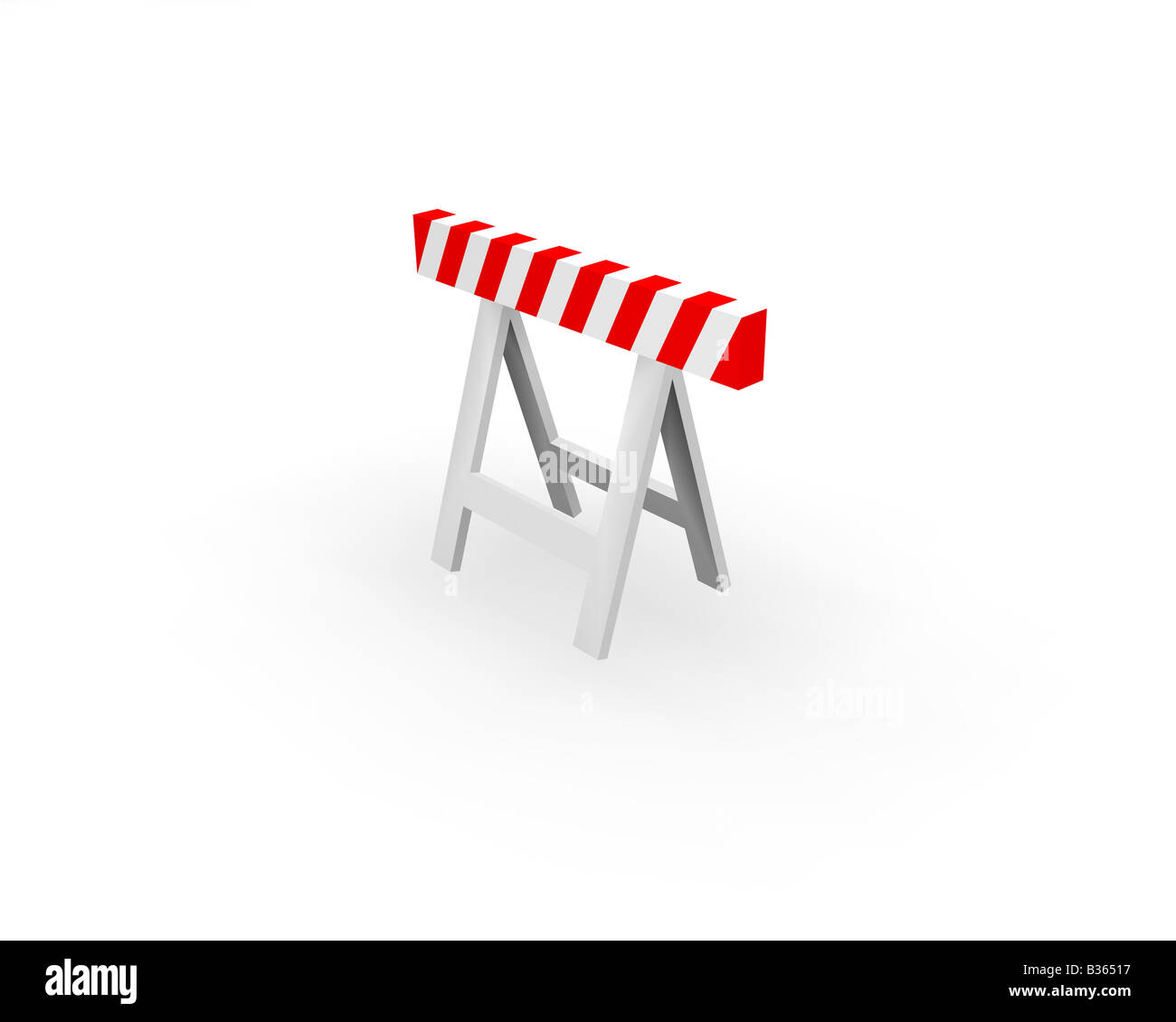 roadblock white and red on white background Stock Photo - Alamy