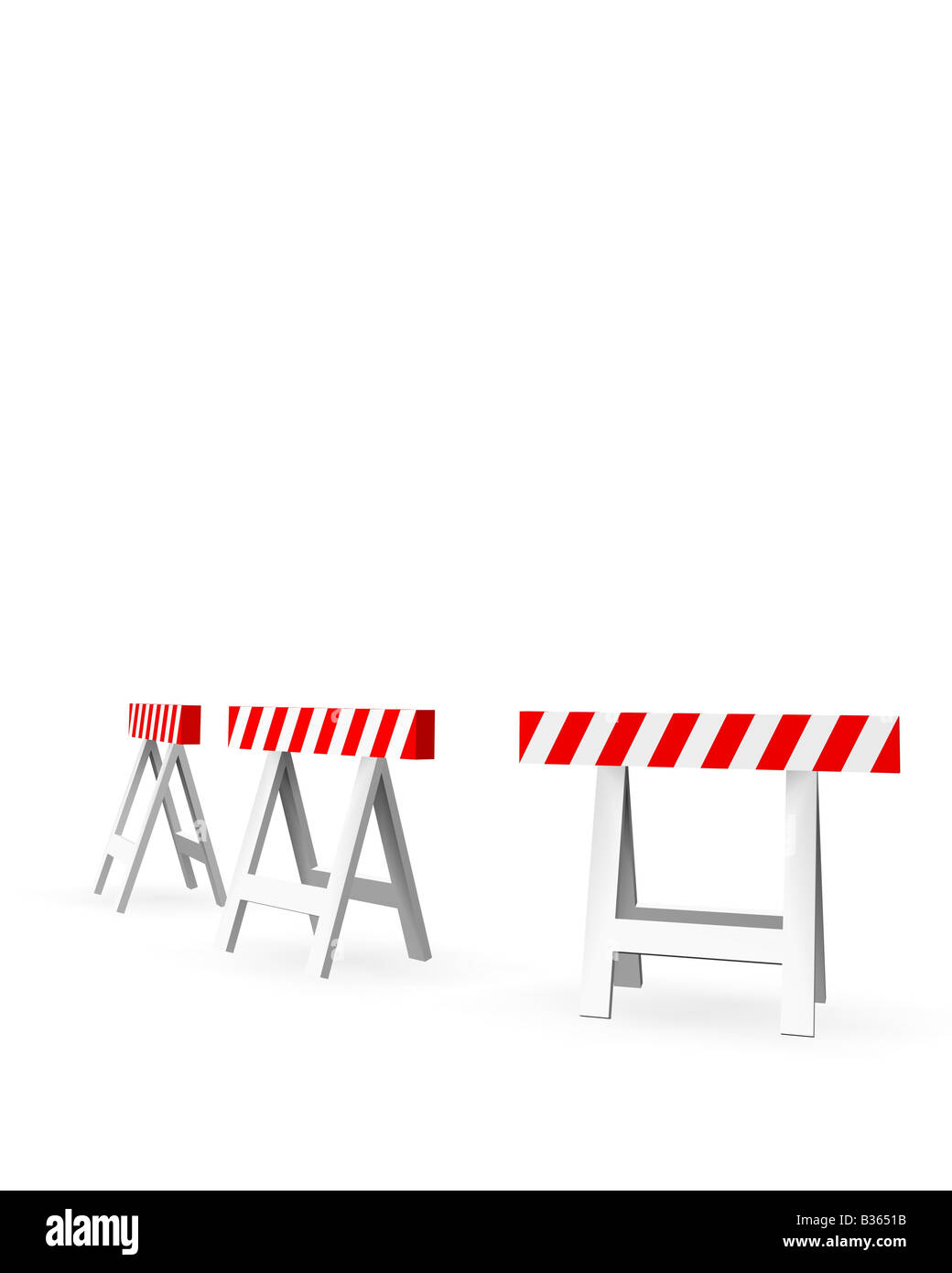 roadblock white and red on white background Stock Photo - Alamy