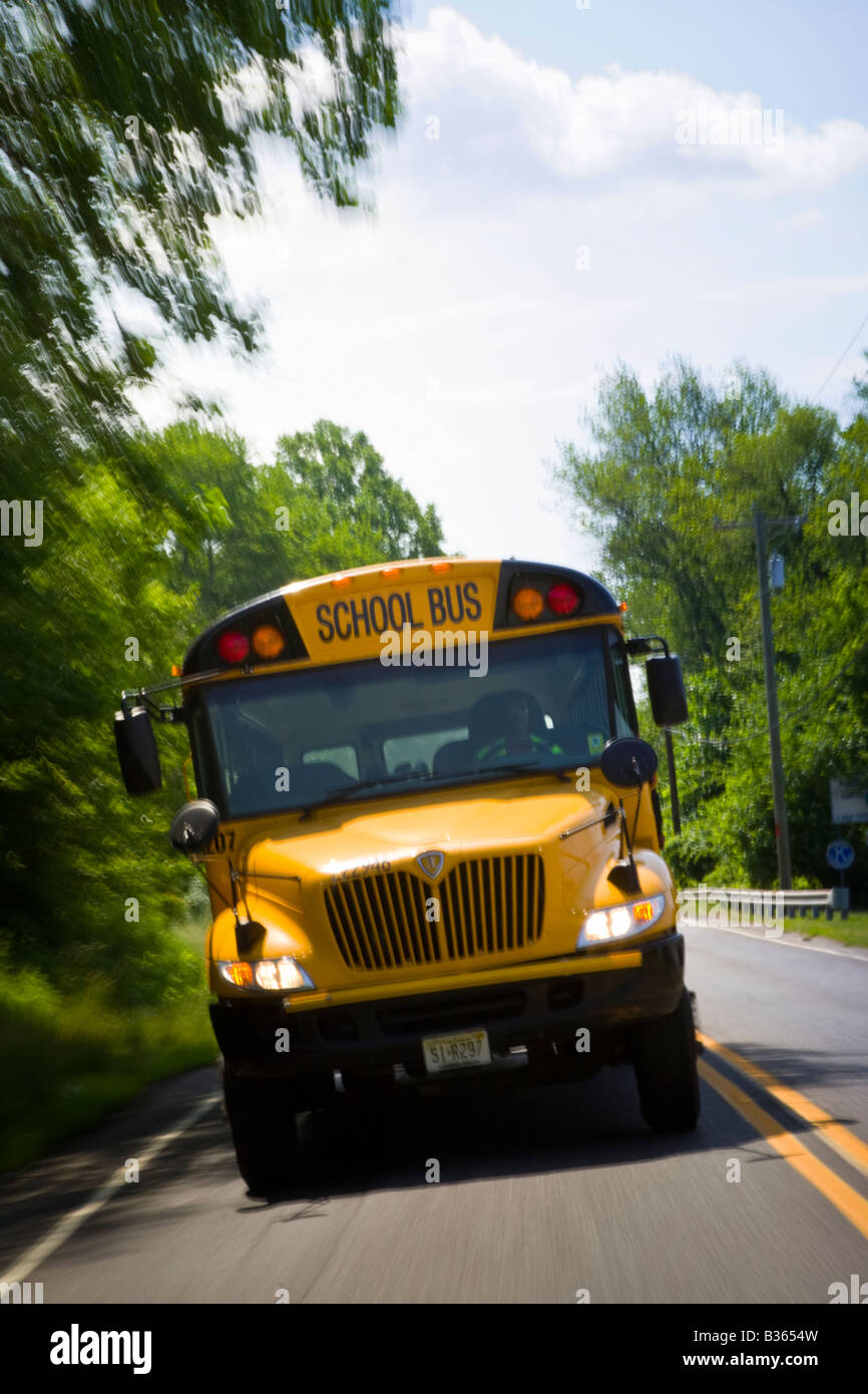 School buses driving motion hi-res stock photography and images - Alamy